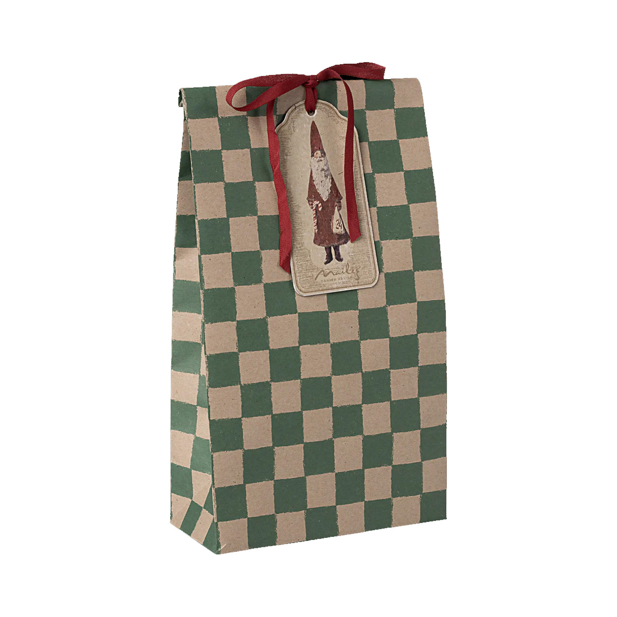 Maileg Geschenktüte Medium - Karo - Grün