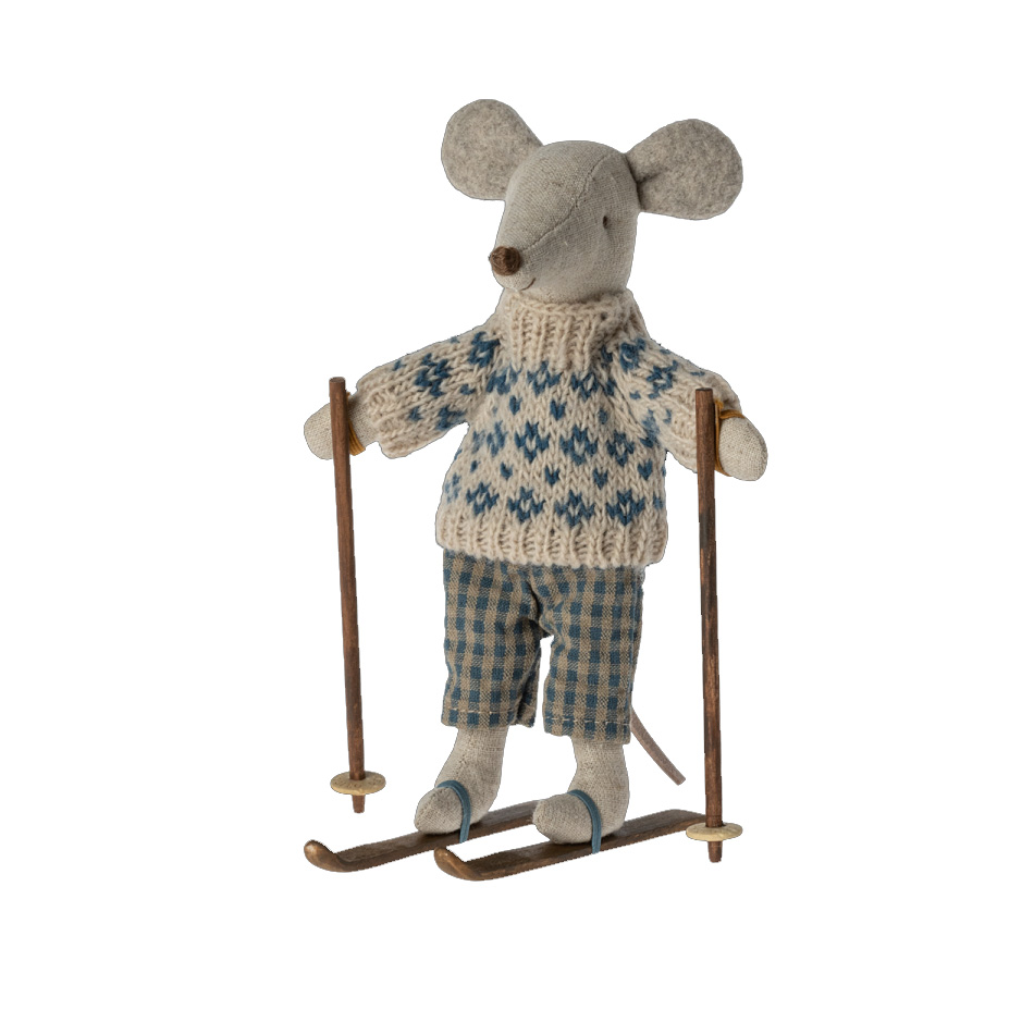 Wintermaus mit Ski