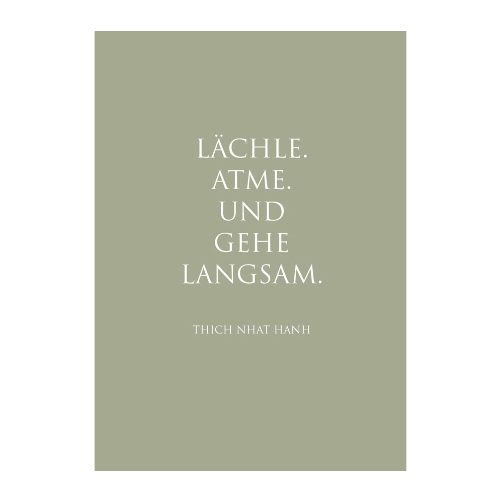 Wunderwort Postkarte "Lächle. Atme. Und gehe Langsam." Thich Nhat Hanh